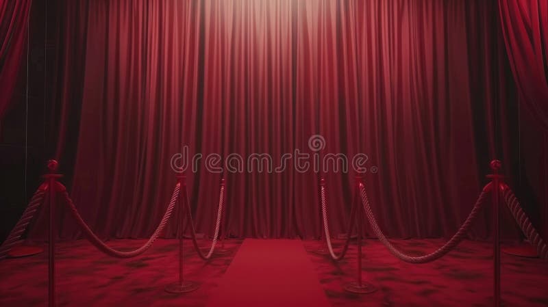 A Red Stage with a Red Carpet and Red Curtains Stock Photo - Image of ...