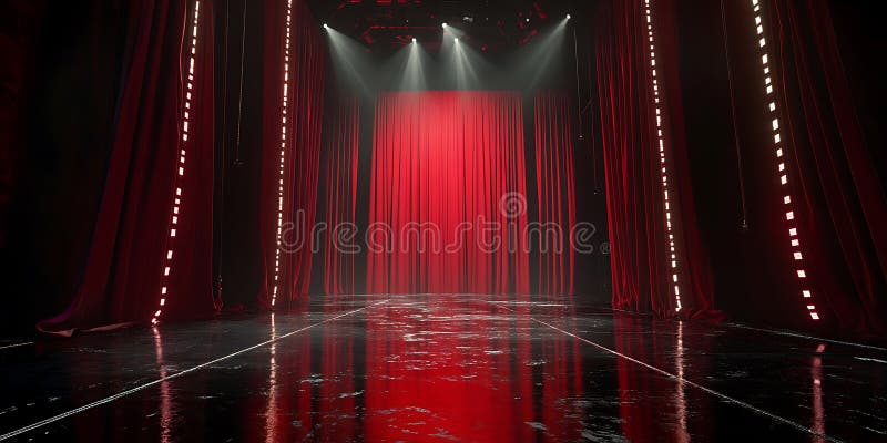Red Stage Curtain a Dramatic Display of Light Texture and Theatrical ...