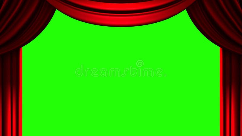 Red Stage Curtain on Green Chroma Key Stock Video - Video of luxurious ...