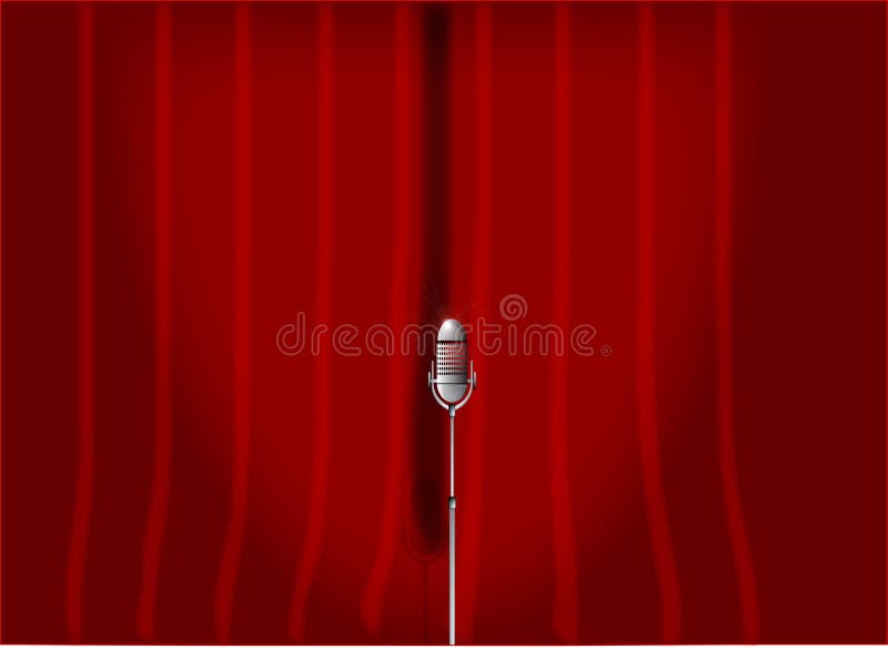 Microphone Stage Spotlight Red Curtain Stock Illustrations – 264 ...