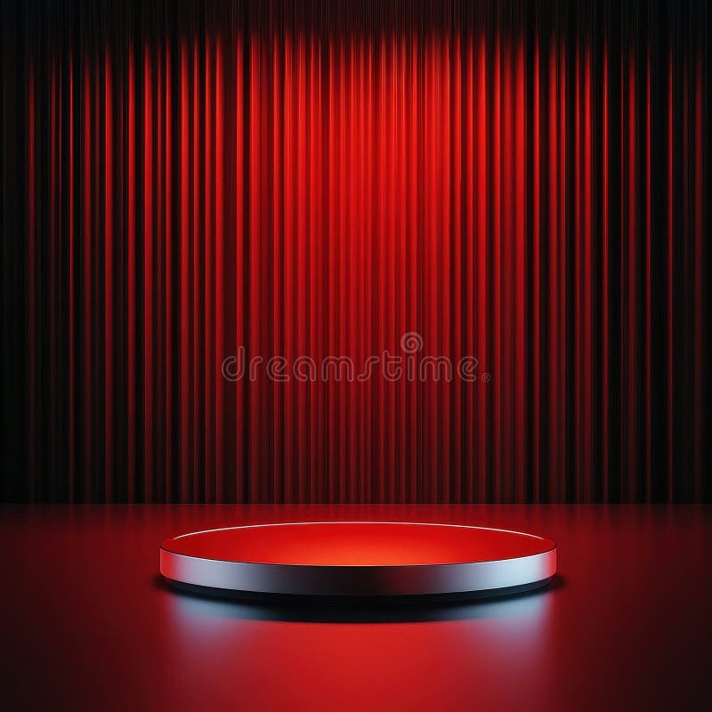 Red Stage Curtain with Spotlight and Platform. Stock Illustration ...