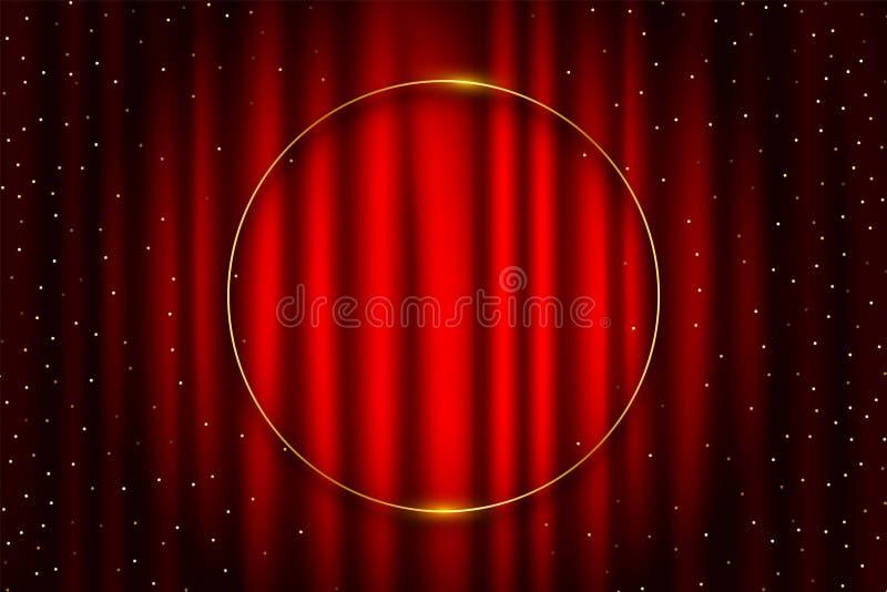 Red Stage Curtain for Theater with Shiny Particle and Frame Design ...