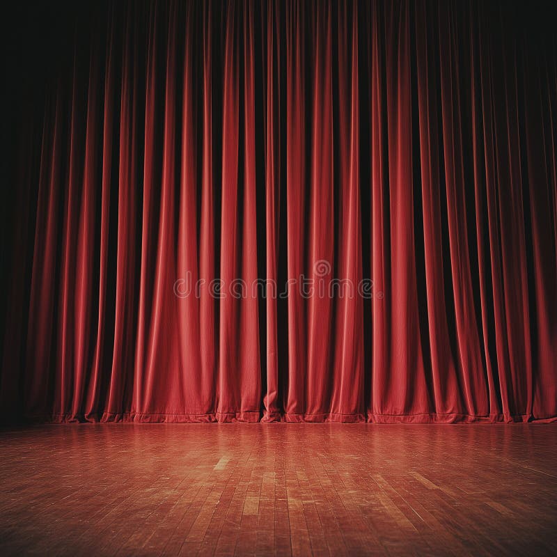 Red Stage Curtains with Spotlight, Generative AI Illustration Stock ...