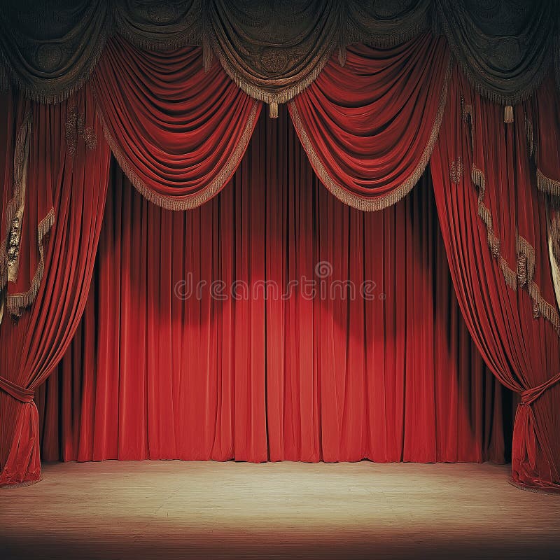 Red Stage Curtains with Spotlight. Stock Illustration - Illustration of ...
