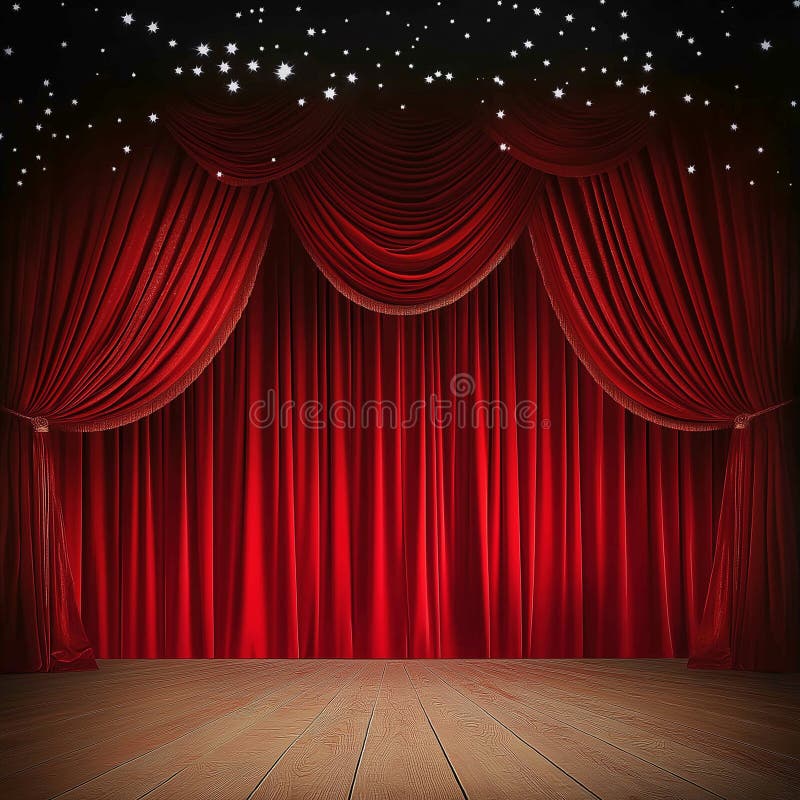 Red Stage Curtains with Spotlight. Stock Illustration - Illustration of ...