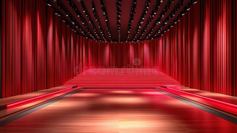 Red Stage, Empty Auditorium, Performance Space, Presentation Stock ...