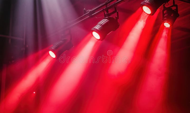 Red Stage Lighting Beams Creating Dramatic Atmosphere in Performance ...