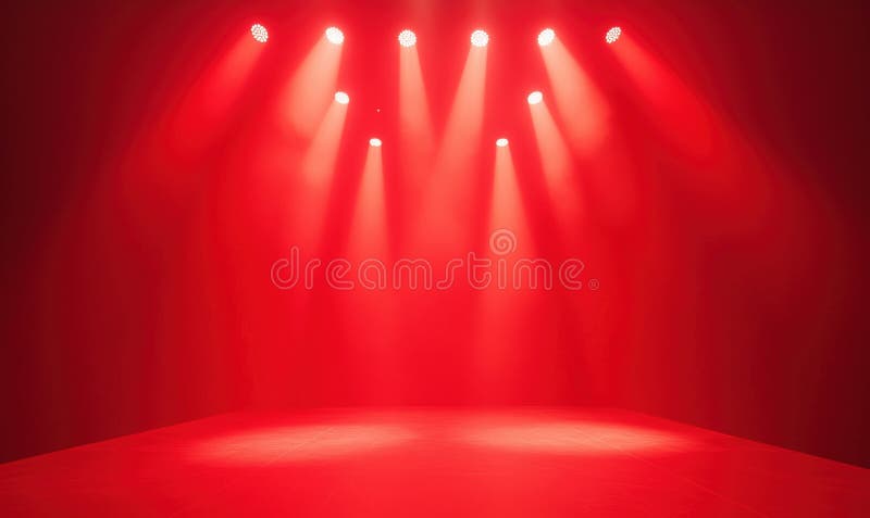 Red Stage Lighting with Dramatic Ambiance, Spotlight Beams Illuminating ...