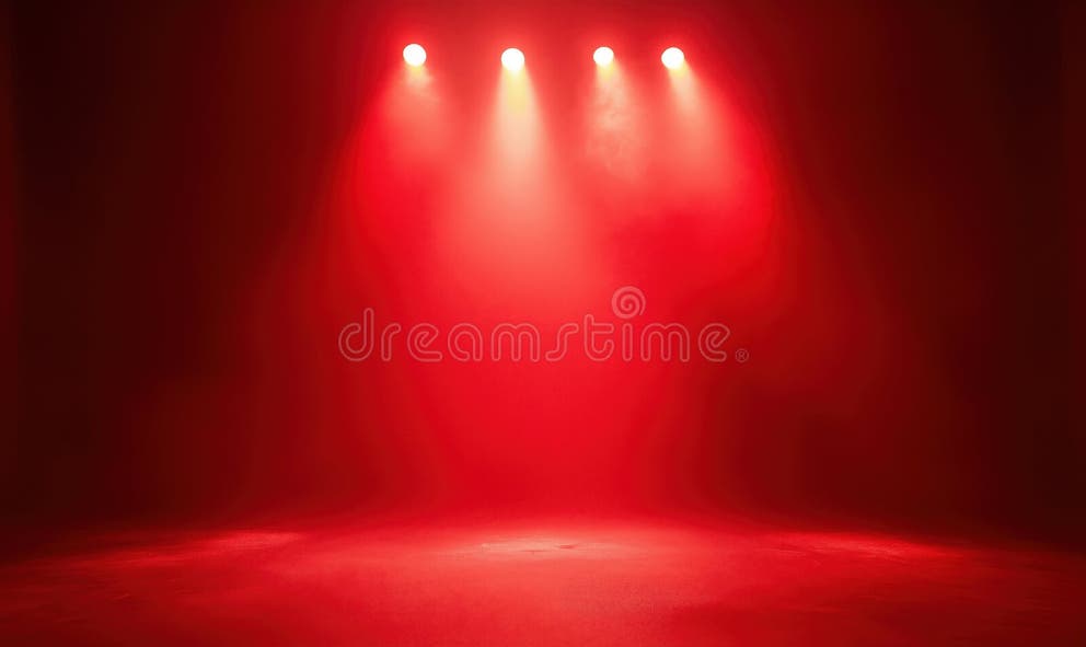Red Stage Lighting with Fog, Dramatic Atmosphere, Spotlight Effect ...
