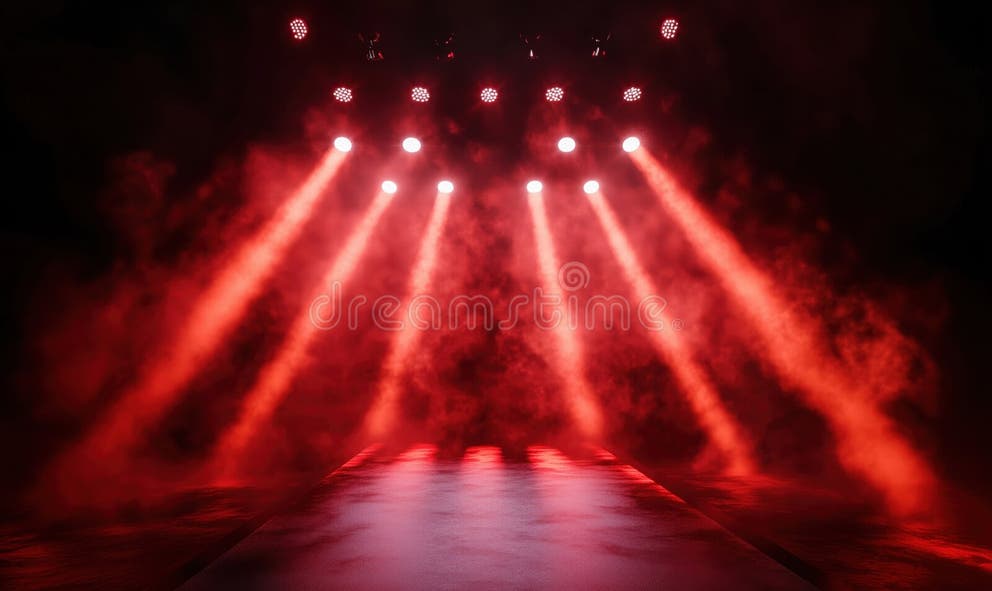 Red Stage Lighting with Smoke Effects Creating Dramatic Atmosphere for ...