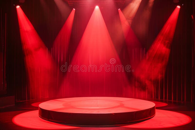 Red Stage Lights with Circular Platform Stock Illustration ...