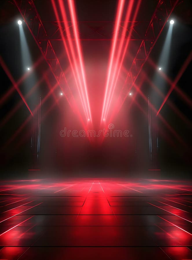 Red Stage Lights and Dark Atmosphere Stock Illustration - Illustration ...
