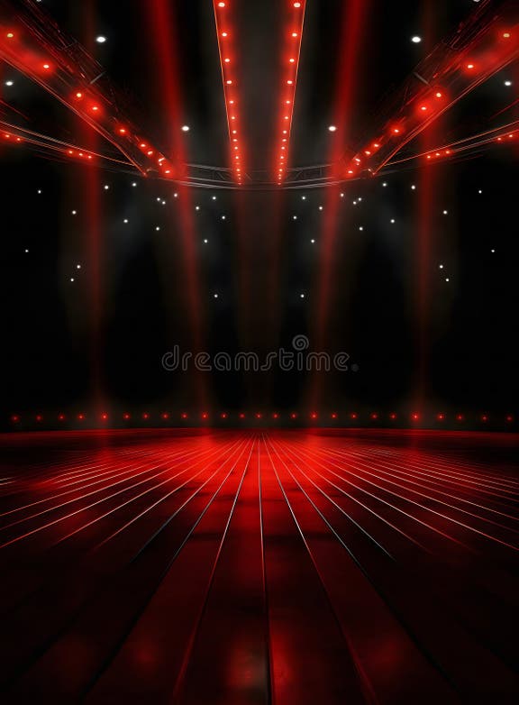 Red Stage Lights: Dramatic Dark Red Stage Setting Stock Illustration ...