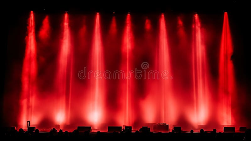 Red Stage Lights Illuminate Empty Concert Stage Stock Illustration ...