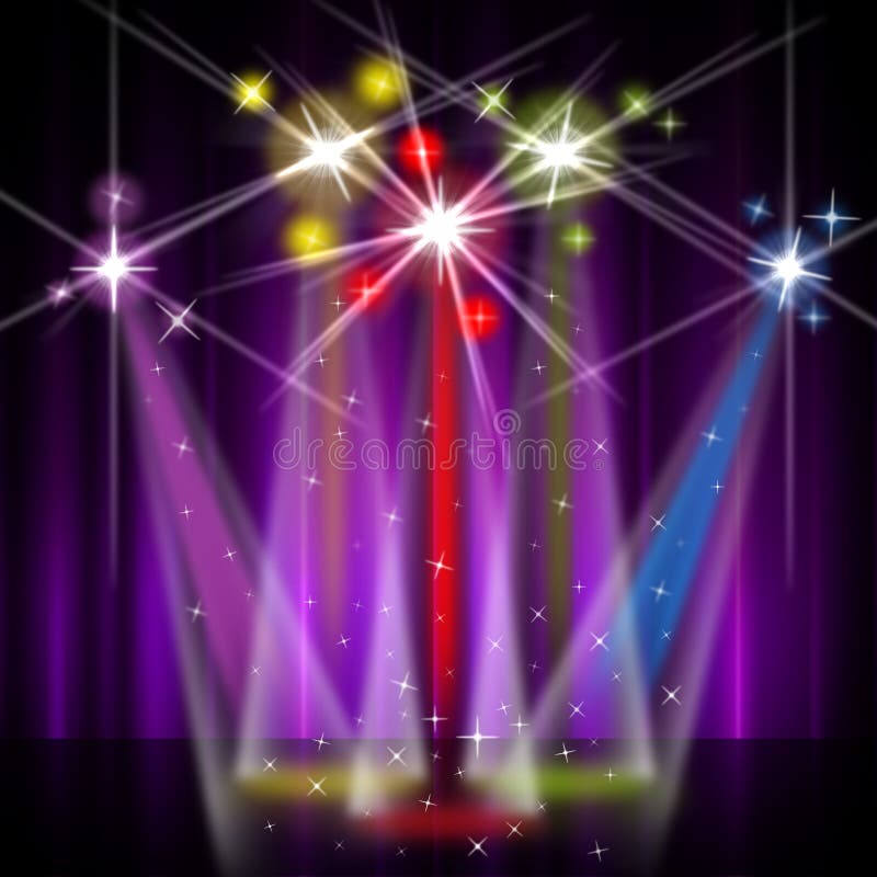 Red Stage Represents Beam of Light and Colorful Stock Illustration ...