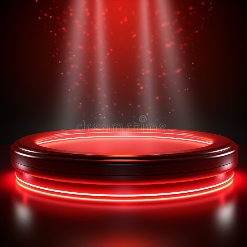 Black Round Stage with Neon Lights on a Black Background,3d Product ...