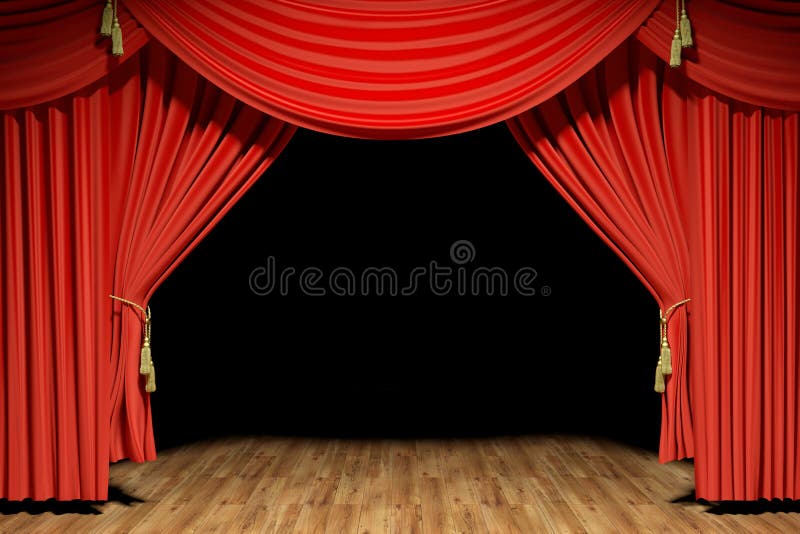 Dramatic Red Old Fashioned Elegant Theater Stage Stock Illustration ...