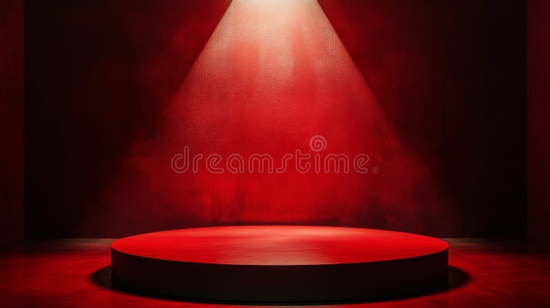 Red Stage Under Spotlight, Dramatic Lighting Concept Stock Image ...