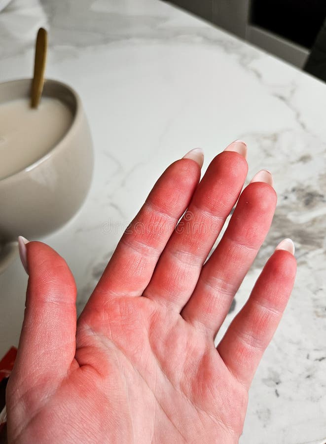 Red Stained Hand after Handling Red Object Stock Image - Image of mark ...