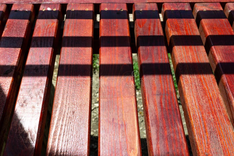 Red Stained Pine Board Deck in Harsh Sunlight Stock Image - Image of ...