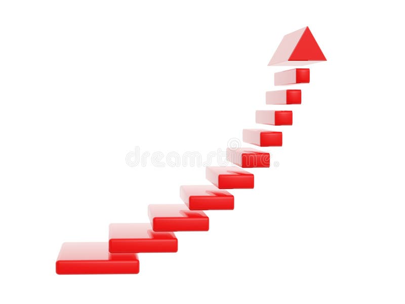 Red Stair Steps Grow Up Arrow Stock Illustration - Illustration of ...