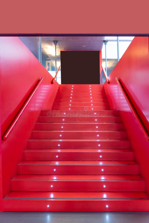 Red Staircase from the Bottom Stock Image - Image of advertising ...
