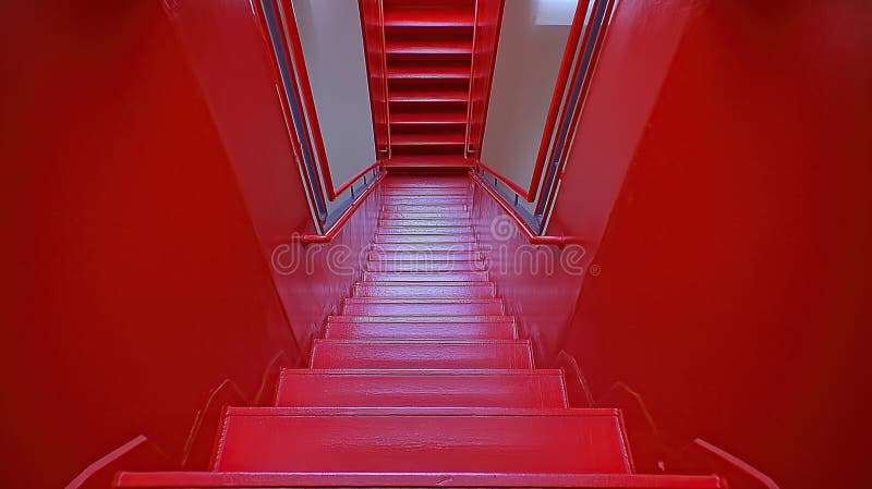 Red Staircase Interior stock illustration. Illustration of apartment ...
