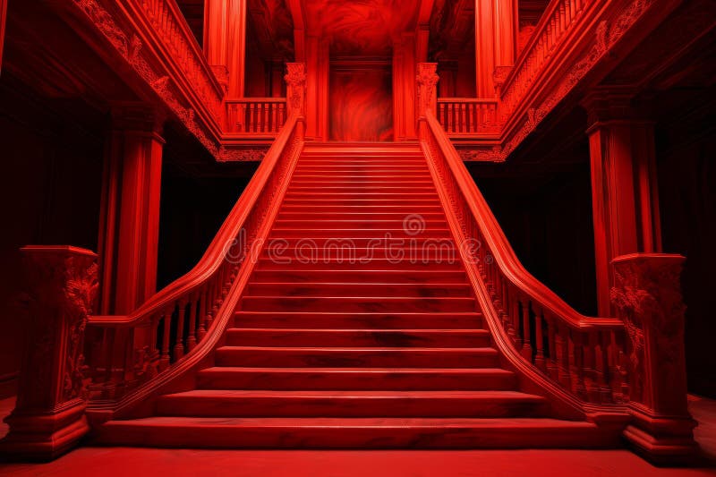 Red Stairs Hell. Generate Ai Stock Illustration - Illustration of blue ...
