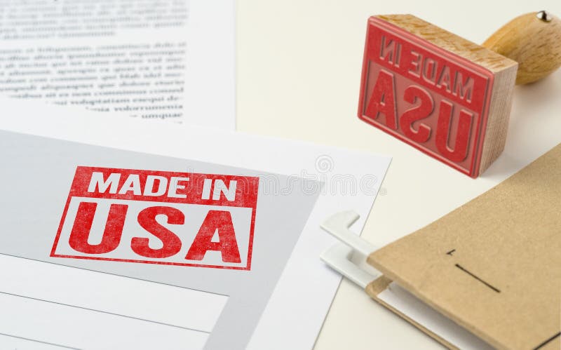 A Red Stamp on a Document - Made in USA Stock Photo - Image of market ...