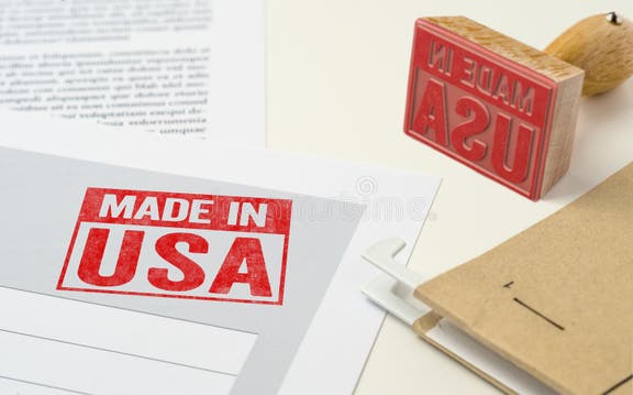 A Red Stamp on a Document - Made in USA Stock Photo - Image of market ...