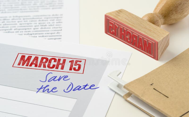 A Red Stamp on a Document - March 15 Stock Image - Image of note ...