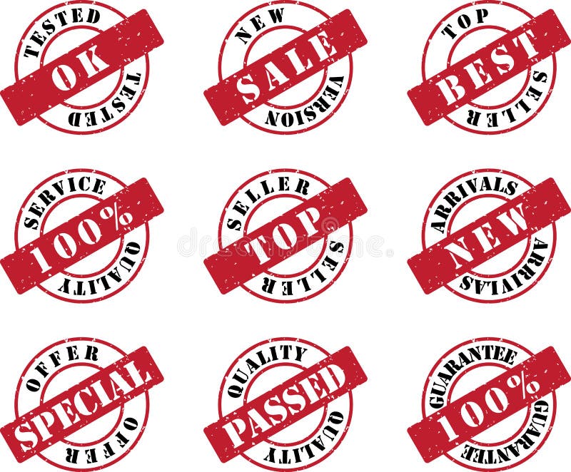 Red Stamp Set stock vector. Illustration of cargo, mark - 16981484