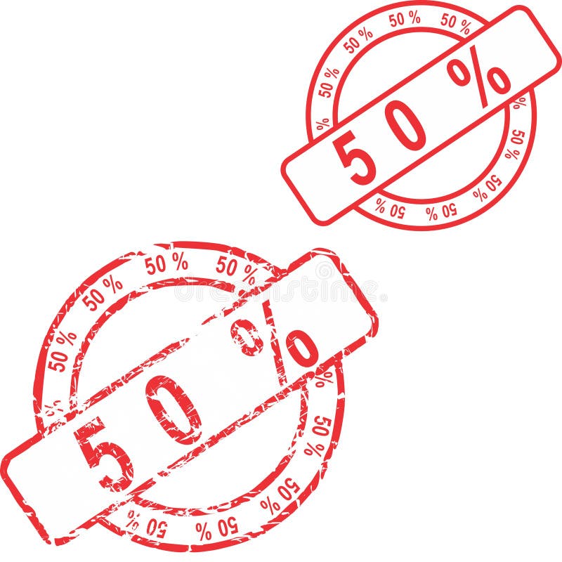 Red Stamp Sticker with 50 Percent Text Set Stock Vector - Illustration ...