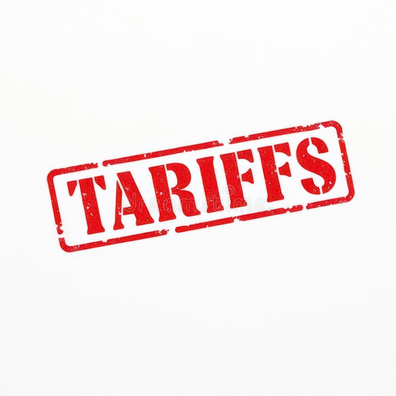 Red Tariffs Stamp Graphic on White Background Created with Generative ...