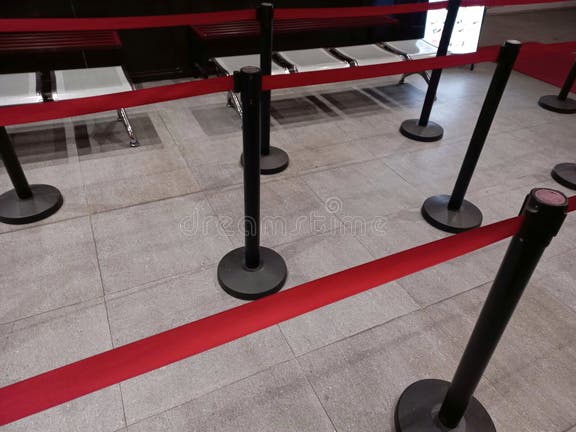 Red Standing Barrier Queue Lines Installed To Maintain Order in the ...