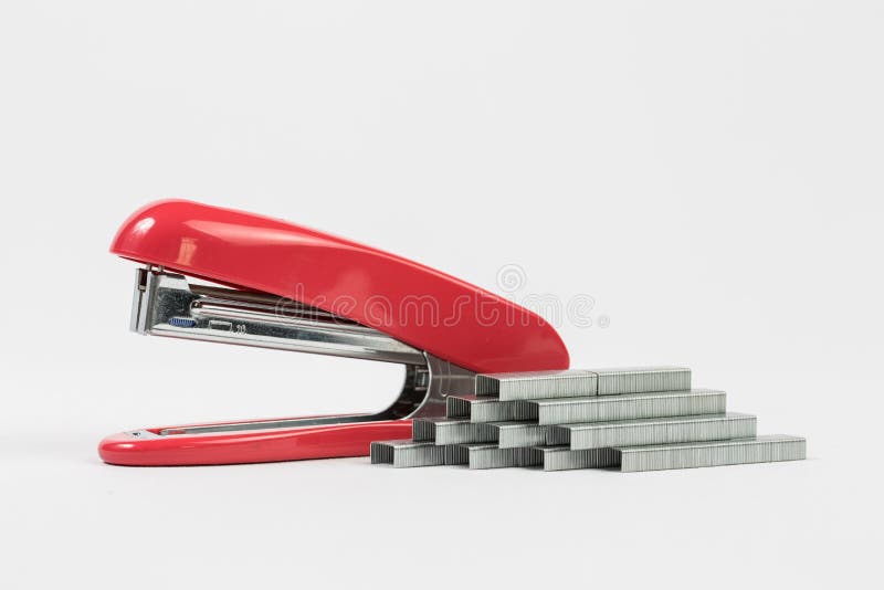 Red Stapler Isolated on White with Mag Stock Image - Image of supply ...