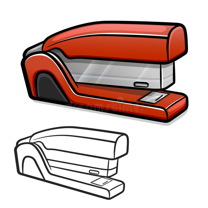 Red Stapler Office Cartoon Drawing Stock Vector - Illustration of ...