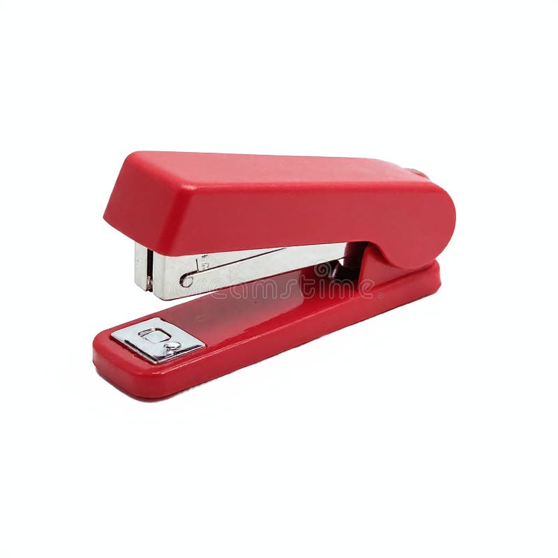 Red Stapler Office Supply with Metal Components on Transparent ...