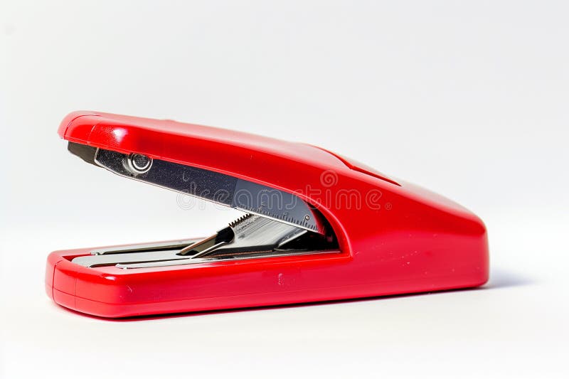 Red Stapler on White Table stock image. Image of workplace - 316056157