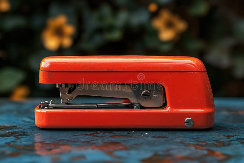 A Red Stapler Sits Atop an Office Desk, Ready for Use Stock Image ...