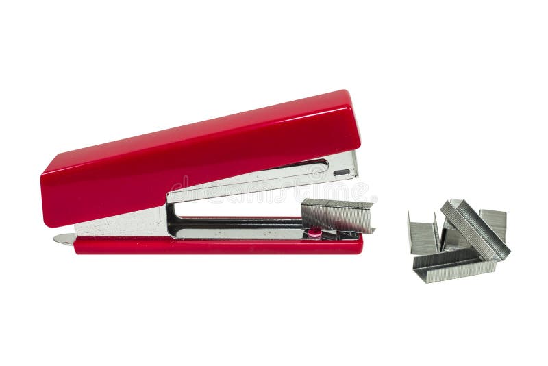 Red Stapler stock photo. Image of white, whitebackground - 45550568