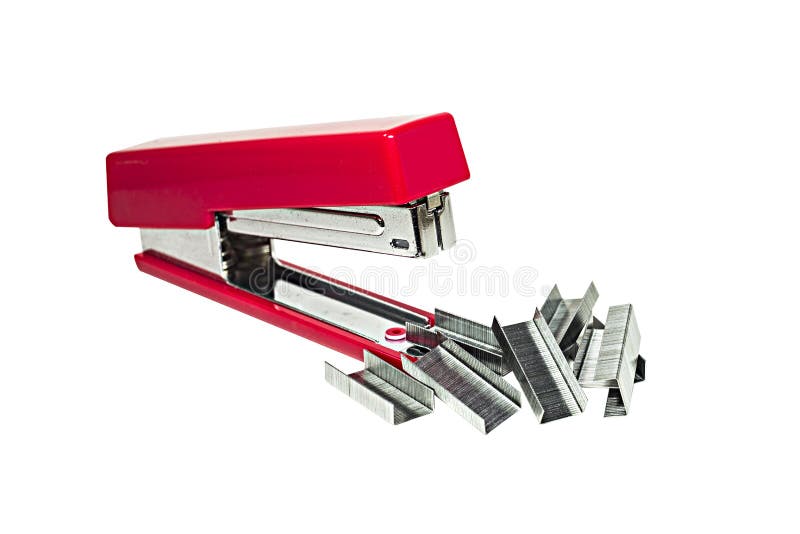 Red Stapler stock image. Image of redstapleronwhite, stapler - 45550657