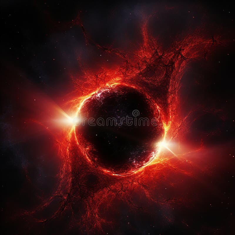 Red Star, Abstract Illustration on the Theme of Space, Solar Eclipse ...