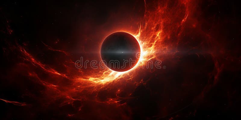 Red Star, Abstract Illustration on the Theme of Space, Solar Eclipse ...