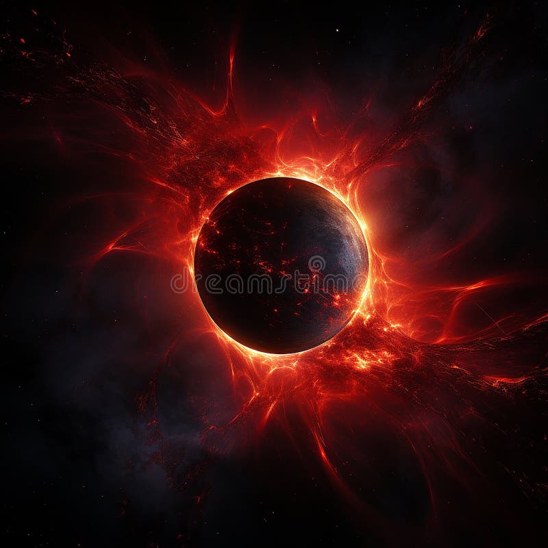 Red Star, Abstract Illustration on the Theme of Space, Solar Eclipse ...