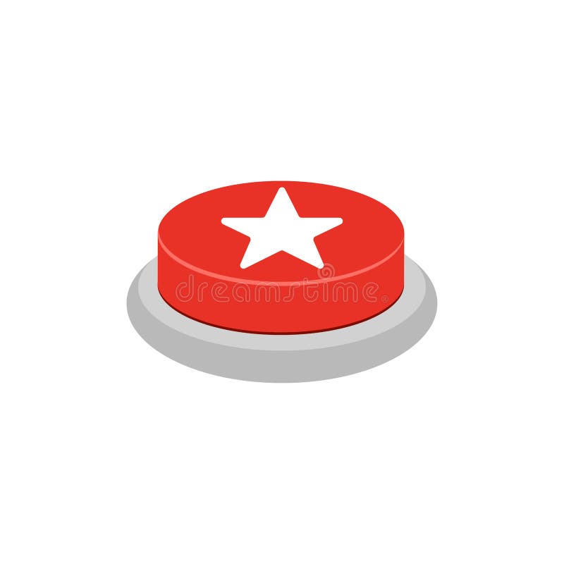 Red Star Button. Isolated on a White Background. Vector Illustration ...