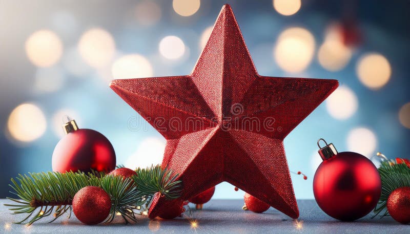 Red Star Christmas Decoration Stock Illustration - Illustration of ...