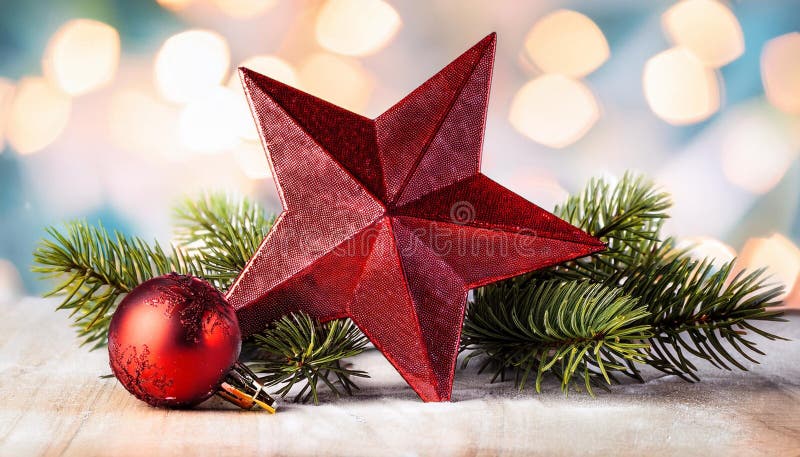 Red Star Christmas Decoration Stock Illustration - Illustration of ...