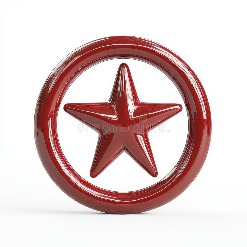 Red Star in a Circle 3D Render Stock Illustration - Illustration of ...