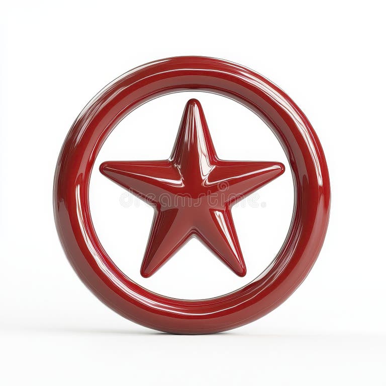Red Star in a Circle 3D Render Stock Illustration - Illustration of ...